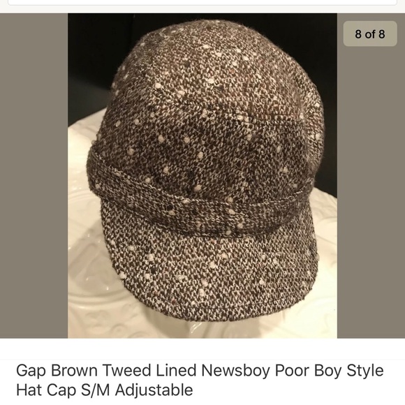GAP | Accessories | Gap Brown Tweed Lined Newsboy Poor Boy Hat Cap ...